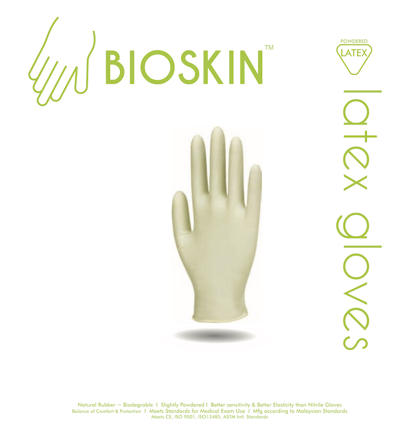 Latex examination gloves for laboratory use