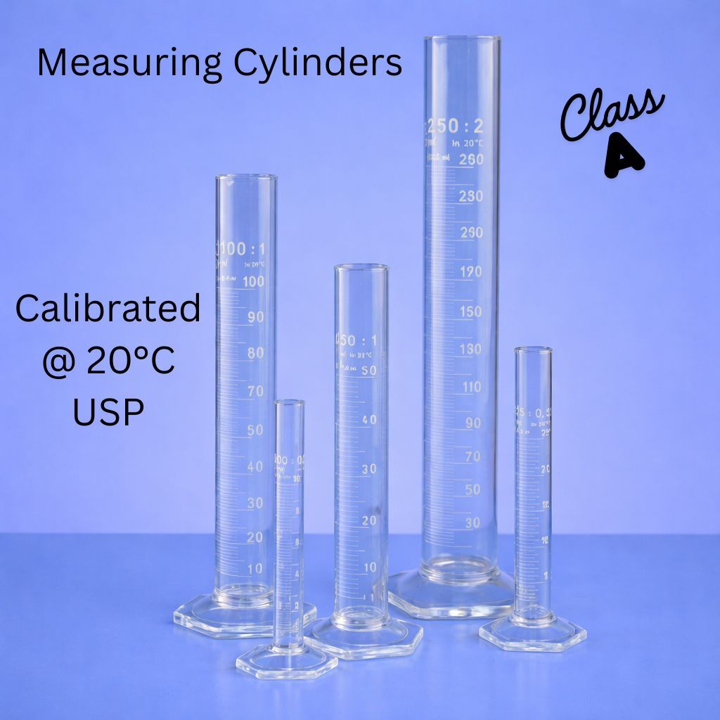 Class A Measuring Cylinders Hex Base Amber Graduations for ...