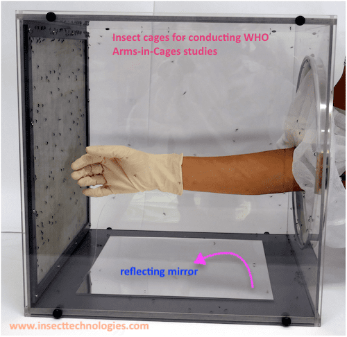 WHO bioassay Arms in cage for repellency studies on mosquitoes for ...