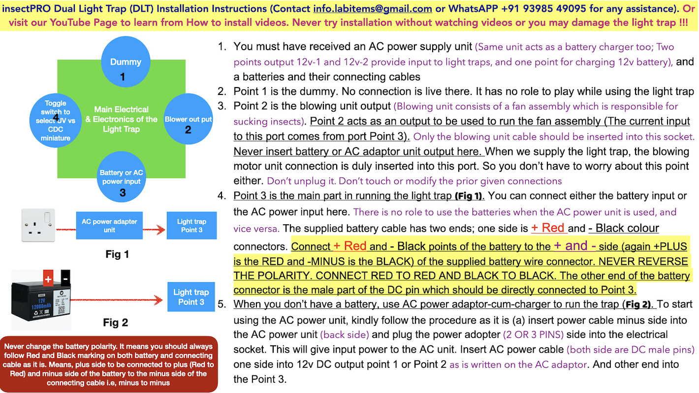 Dual Light Trap (DLT) with UV LED and Miniature light trap on CDC model ...